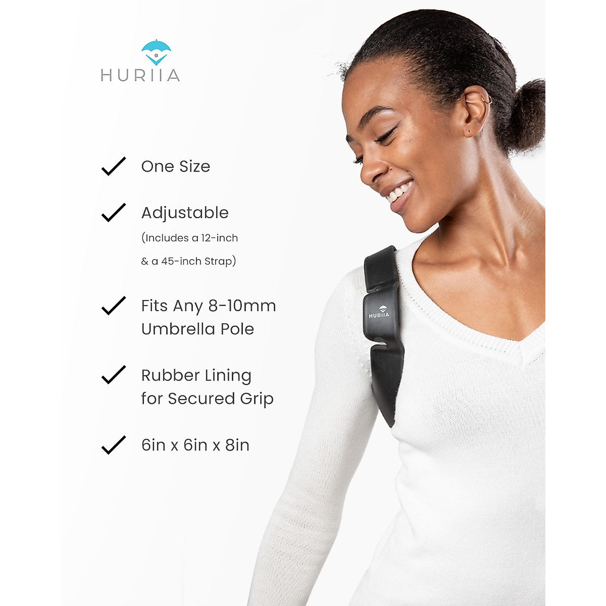 Huriia - Hands-Free Umbrella Holder, Wearable Portable Umbrella Strap, Fits Any 8-10mm Small Umbrella for Backpack Use, Essential Traveling Accessories for Daily Use