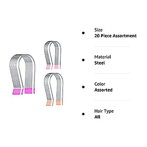 20 Pieces Assorted Hot Roller Clips Replacements, Fits Most Sized Rollers Curlers (Large, Medium, Small)