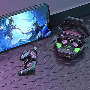 VEXOTRONIC – Wireless Headset Earphones, Bluetooth 5.2 Stereo, Waterproof Gaming Touch, Control Earbuds Low Latency, Compatible with iOS, Android, Windows, and Switch. Computer Laptop TV Sport