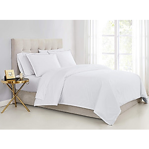 Charisma Percale Cotton 400 Thread Count Duvet Cover Set, King, White