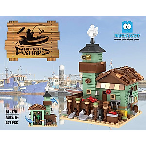 Brick Loot Fishing Village Store House Building Set, 427 Pieces, STEM Architecture Toys Kit Bait & Tackle Store, Birthday Gift for Boys, Girls & Adults Ages 6+, Compatible with Lego & Major Brands
