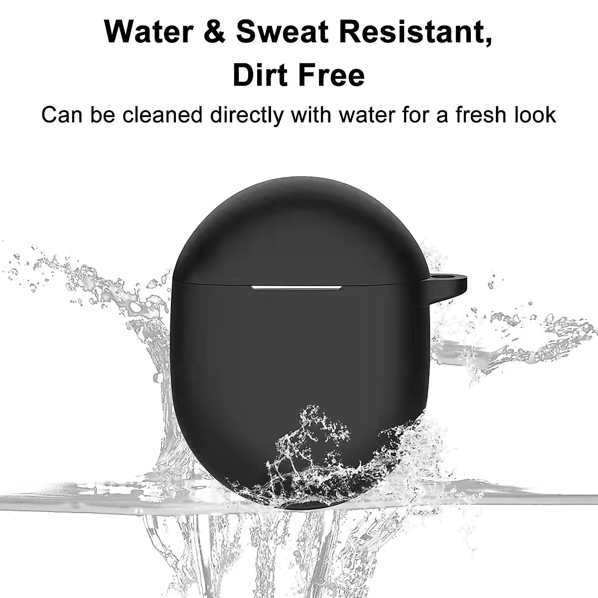 HXFRTYU Case Compatible with Google Pixel Buds Pro, Soft Silicone Shockproof Protective Cover with Carabiner Accessories, Black