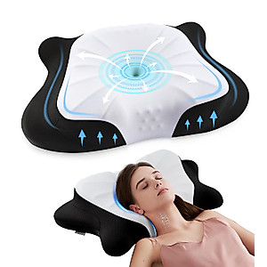 FAIORD Cervical Memory Foam Contour Pillows for Neck and Shoulder Pain, Adjustable Support Side Sleeper Pillows with Cooling Pillow Cases, Bed Pillow for Back Stomach Sleepers Black