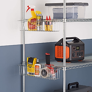 TRINITY EcoStorage 21-Inch Metal Hanging Basket to Use With Shelf Units and Storage Racks for Garage, Kitchen, and Closet Organization, NSF Certified, 20 Pound Capacity, Chrome, 2-Pack