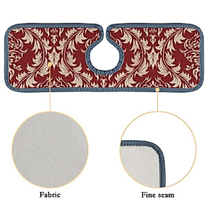 Kitchen Faucet Absorbent Mat 3 Pieces Red Paisley Damask Theme Faucet Sink Splash Guard Bathroom Counter and RV,Faucet Counter Sink Water Stains Preventer