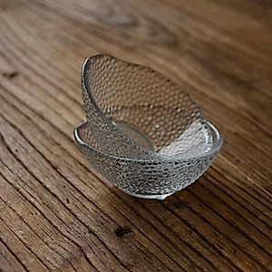 Leoyoubei 3 Ounce 3.25x1.5 inch Heat Resistant Glass Bowl for Ice Cream Dessert,Soy Sauce Dishes,Appetizer Spoons Stackable,Mini Side Dishes Ramekins Transparent 4 Packs (Point Bowl)