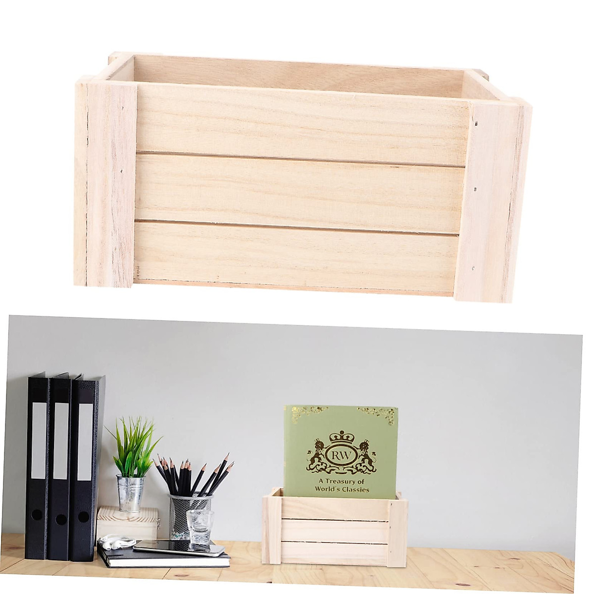 FUNOMOCYA 1pc Wooden Desktop Storage Basket Wood Desk Containers for Fruit Rustic Storage Bins Table Organizer Wood Nesting Storage Box Rustic Wood Crates Wooden Table Storage Box Organizer