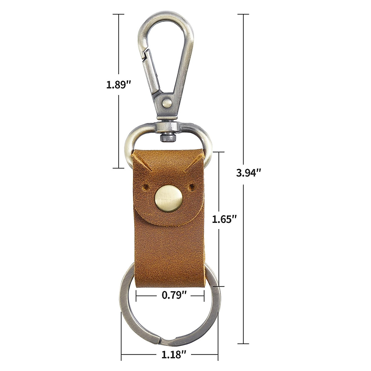Jack&Chris Genuine Leather Keychain, Small Keychain for Man and Women, Key Holder Mens Belt Key Chain Ring, JC307
