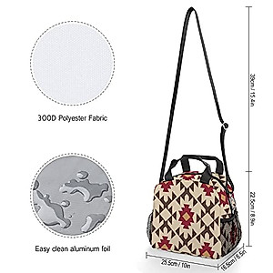 Tribal Southwestern Printed Lunch Box Tote Bag with Handles and Shoulder Strap for Men Women Work Picnic