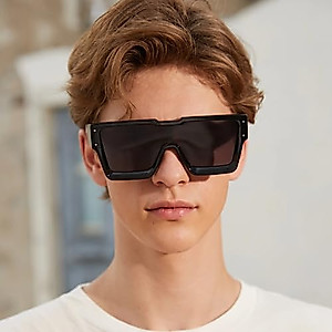 KENBO Oversized Sunglasses for Women Men Trendy Square Sun Glasses One Piece Lens Big Sunglasses