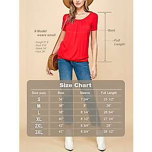 Made By Johnny MBJ WT1175 Women's Scoop Neck Short Sleeve Pleated Front Blouse Tunic Top XL Black