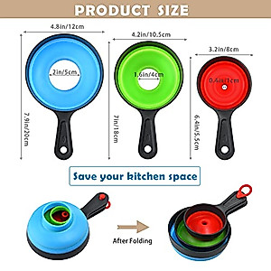 Funnels for Filling Bottles, Wide Mouth Canning Funnel for Kitchen Use Mason Jars, Small Funnel for Transfer Liquid, Oil and Powder, Food Grade Silicone Collapsible Funnel Set (3 Pack)