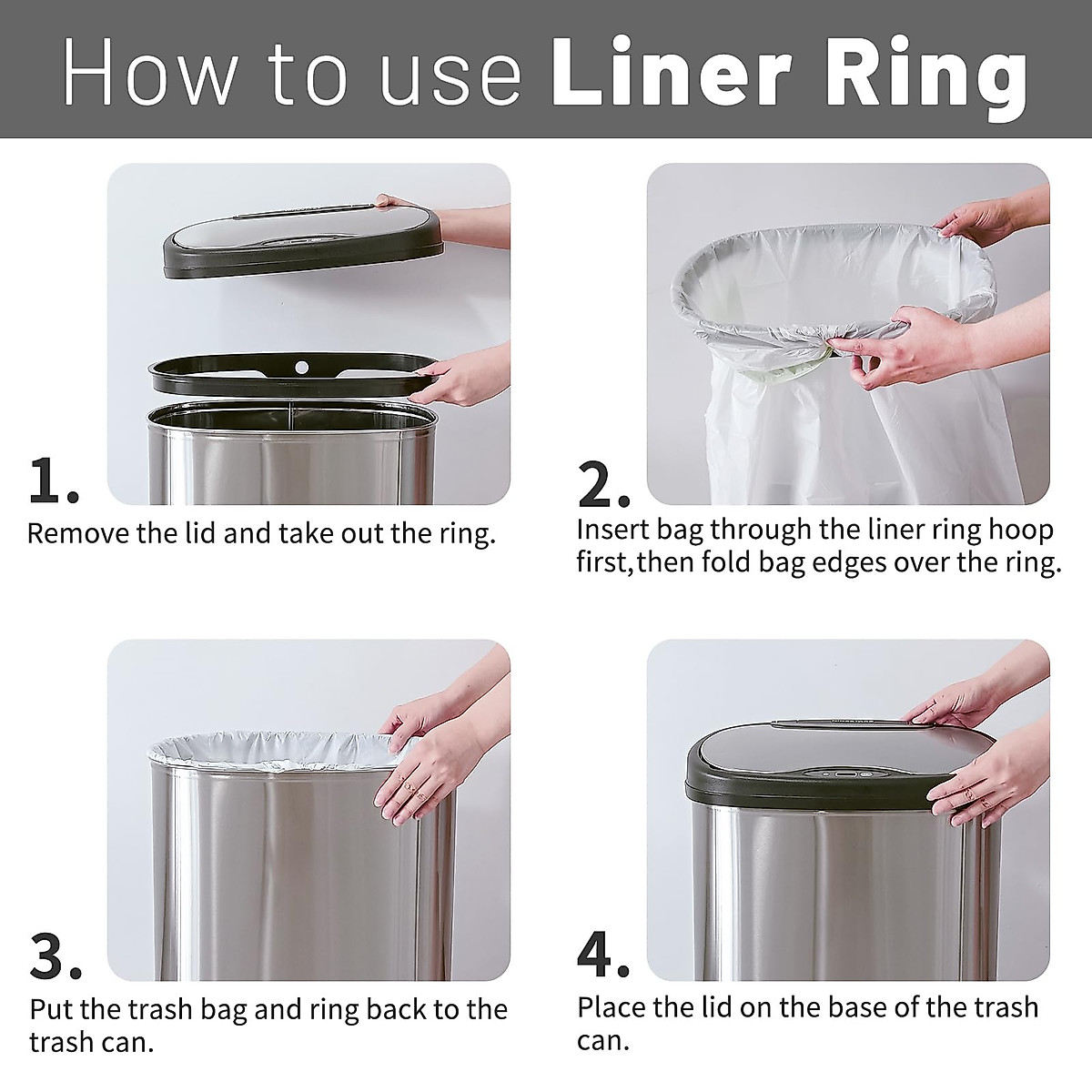 Ninestars 21 Gallons Automatic Large Kitchen Trash Can with Lid, Motion Sensor Trash Can for Kitchen, LivingRoom, Office, 80 Liter X Large Touchless Stainless Steel Garbage Bin (Rectangular)