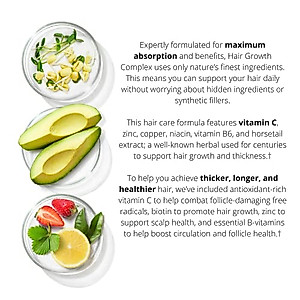 Hair Growth Vitamins by Primal Harvest, Hair Growth for Women & Men - 60 Hair Growth Pills, Natural Hair Thickening Products for Women & Men w/ Biotin & Zinc - Hair Supplement, Regrowth Hair Vitamins