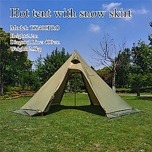 MCETO TX400PRO Teepee Hot Tent with Stove Jack Snow Skirt Lightweight Waterproof Winter Camping Hunting Hiking (Olive)