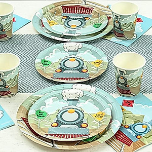 Train Birthday Party Supplies (Serves 24) Dinner Plates, Dessert Plates, Cups, Napkins. Train Baby Shower Decorations for Kids, Boys, Girls and More. Train Party Plates.
