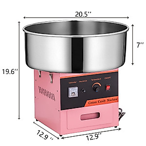 Commercial Cotton Candy Machine Electric Cotton Candy Floss Maker - 110V for the Perfect Party Favor for Birthdays, School function, or Social Events.（Pink） (Without wheels, Pink)