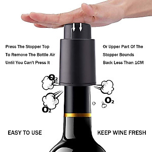 Z-oneMart 2 Pack Wine Bottle Stopper Vacuum with Time Scale Record, Vacuum Champagne Stoppers, Reusable Wine Preserver Bottle Saver, Wine Corks Keep Fresh, Fits Any Bottle