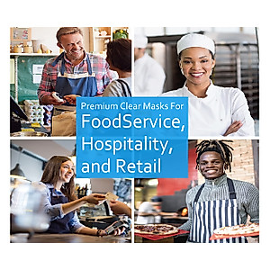 Clear Mask Pro (10 Pack), Clear Hygienic Open Mouth Shield For Restaurants, Food Handlers and Retail -Ultralight Weight Recyclable Mask. -Not For Protection.