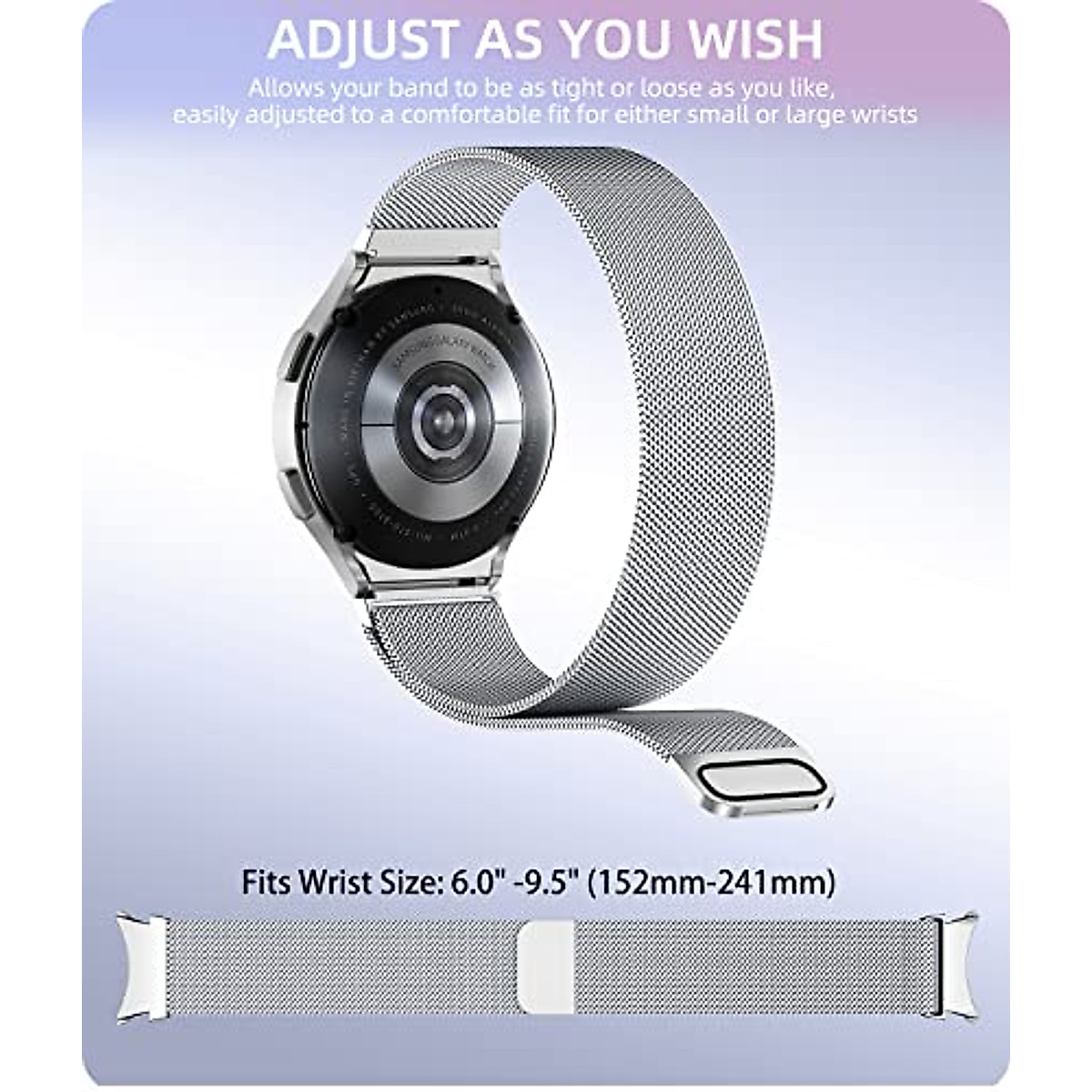 Zedoli No Gap Metal Bands Compatible with Samsung Galaxy Watch 6 band/Watch 5/Galaxy Watch 4 Band 40mm 44mm/Galaxy Watch 5 Pro Band 45mm/Watch 4 Classic Band/Watch 6 Classic Band 43mm 47mm Men Women