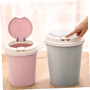 Cabilock Garbage can Rubbish Bins with lids Mini Desktop Trash bin Kitchen Waste Bins Garbage Container Plastic Garbage Bins Retro Waste Bin Spring Trash can Office Laundry Basket pp Indoor