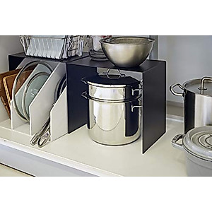 Yamazaki Home Cabinet Storage Organizer | Set of 2 | Kitchen Pantry | Steel | Riser, One Size, Black