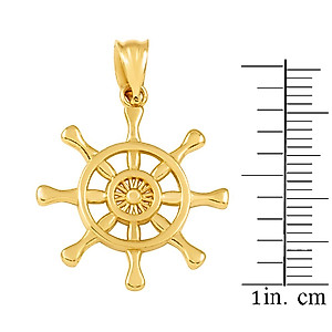 Fine 14k Gold Nautical Ship Steering Wheel Charm Pendant