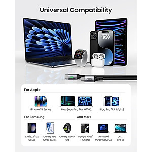 INIU USB C Cable, [6.6ft/2m] 100W PD USBC to USBC Charger Cable Fast Charging, Nylon Braided Type C to C Power Cord Data Cable USB-C for iPad Air MacBook Pro iPhone 16 15 Samsung Galaxy S23 S22 A9