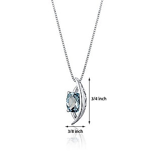PEORA Aquamarine Pendant Necklace for Women 925 Sterling Silver, Natural Gemstone, 2 Carats Radiant Cut 8x6mm, Vintage Floating Solitaire Design with 18 inch Chain