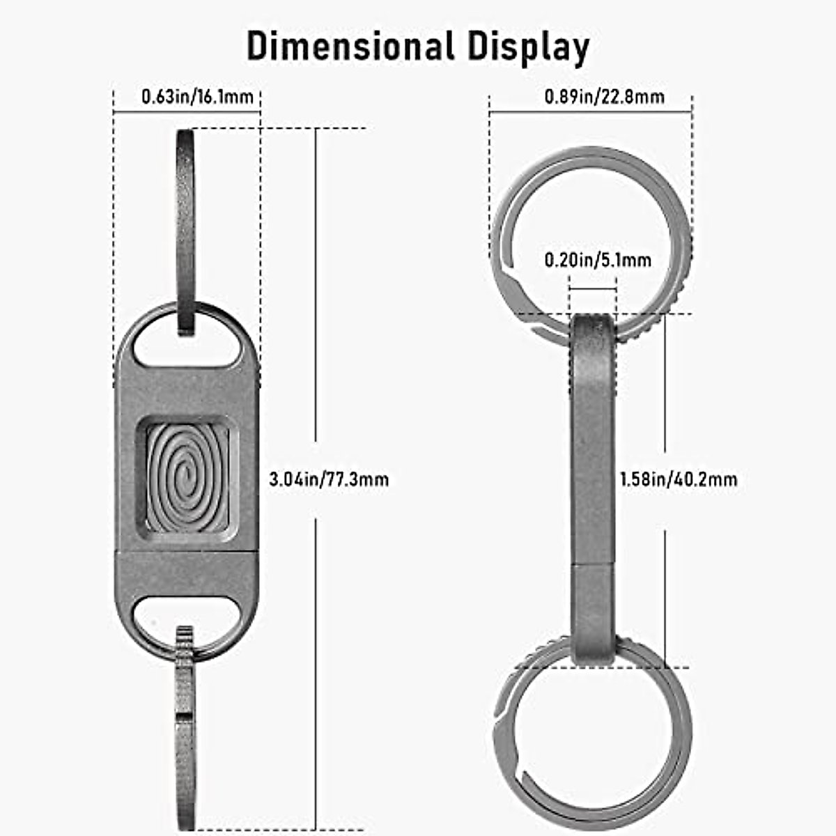 TISUR Quick Release Keychain,Titanium EDC Pull Apart Key Chain,Detachable Carabiner Keychain with 2pcs Titanium Key Rings
