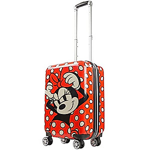 FUL Disney Minnie Mouse 21 Inch Rolling Luggage, Polka Dot Printed Hardshell Carry On Suitcase with Wheels, Red (FCFL0156-603)