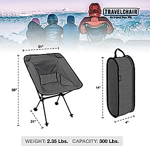 Travel Chair Joey Chair, Portable Chair for Outdoor Adventures, Compact, Foldable Chair with Quick Set-Up, Black
