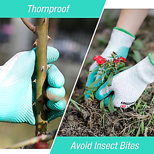 HAUSHOF Gardening Gloves Thorn Proof 3-Pairs Work Gloves, Breathable Garden Gloves Latex Coated with Texture for Women and Men Yard Work, Large Size