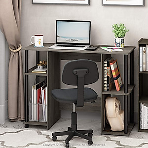 Furinno Jaya Computer Study Desk With Open Storage, French Oak Grey/Black