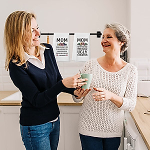 Birthday Gifts for Mom from Daughter, Mothers Day Present for Mom, Best Mom Gifts from Son, Funny Gifts for Mother in Law, 2 Pack Novelty Kitchen Towels for Mom Stepmom