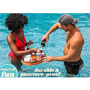 Polar Whale Floating Spa Hot Tub Bar Drink and Food Table Orange and Black Refreshment Tray for Pool or Beach Party Float Lounge Durable Foam 17 Inches Oval 7 Compartment
