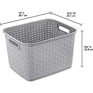 Sterilite 12736A06 Tall Weave Basket, Cement, 6-Pack