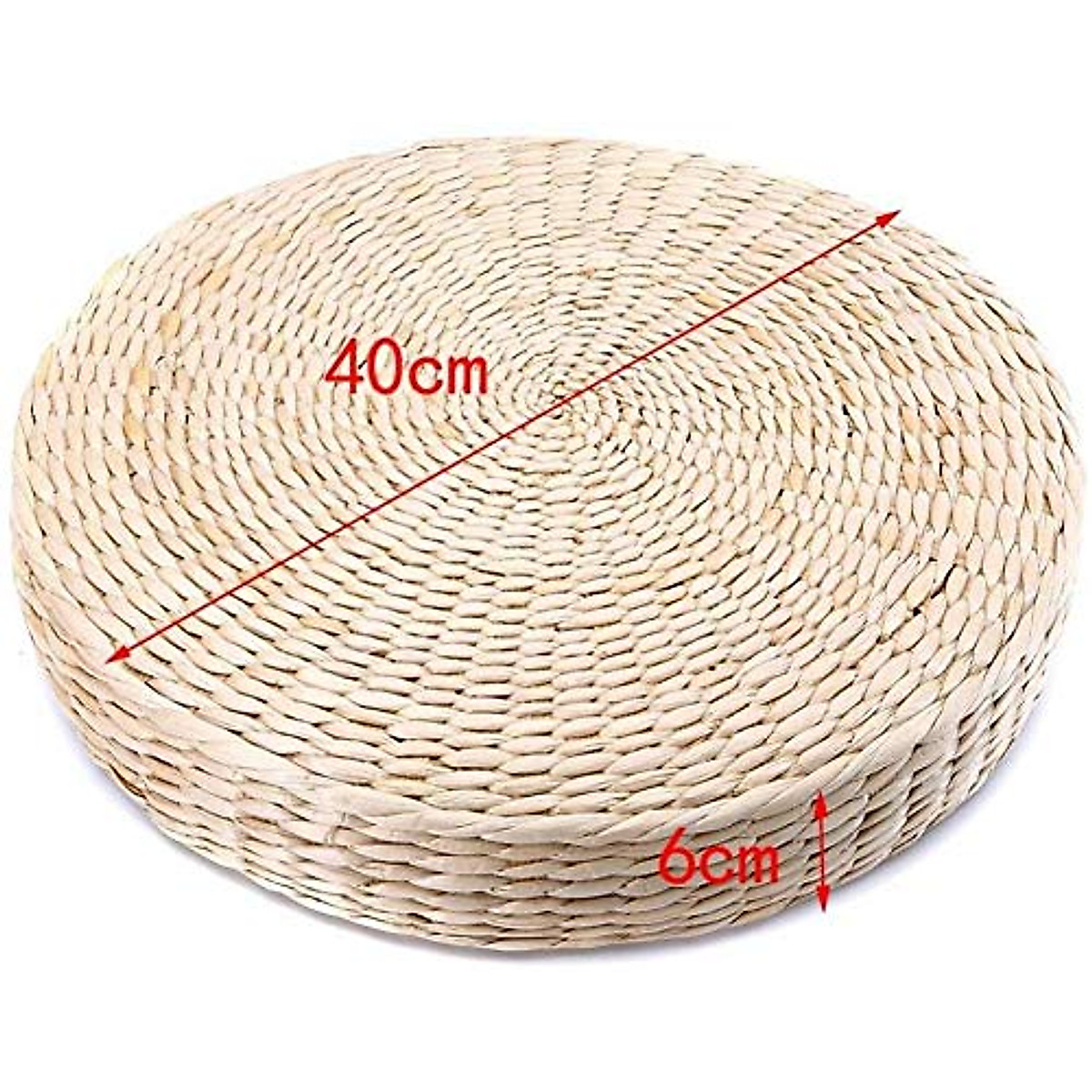 GOTOTOP Tatami Cushion Straw Seat Cushion Pad Handmade Straw 15.4inch Dia Woven Straw Flat Seat Pillow for Yoga Soft Round Pouf Tatami Knitted Floor Mat Garden Dining Room Home Decor Outdoor
