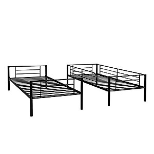 Harper & Bright Designs Twin Over Twin Metal Bunk Bed with Removable Ladder, Heavy Duty Bed Frame with Safety Guard Rails for Kids Teens Adults, Black