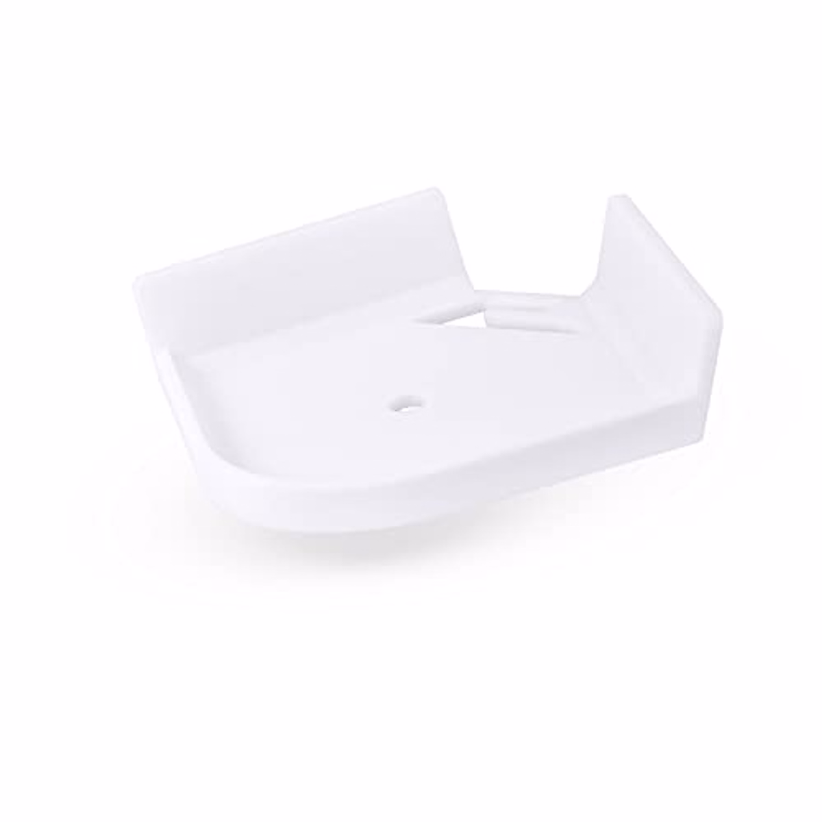 Universal Tilted Small Corner Wall Shelf, Floating, Stick On, No Screws for Baby Monitor for Crib, Overhead Security Camera Holder, Speaker & More, 3M Adheasive, by Brainwavz (UCRNMT01 White)