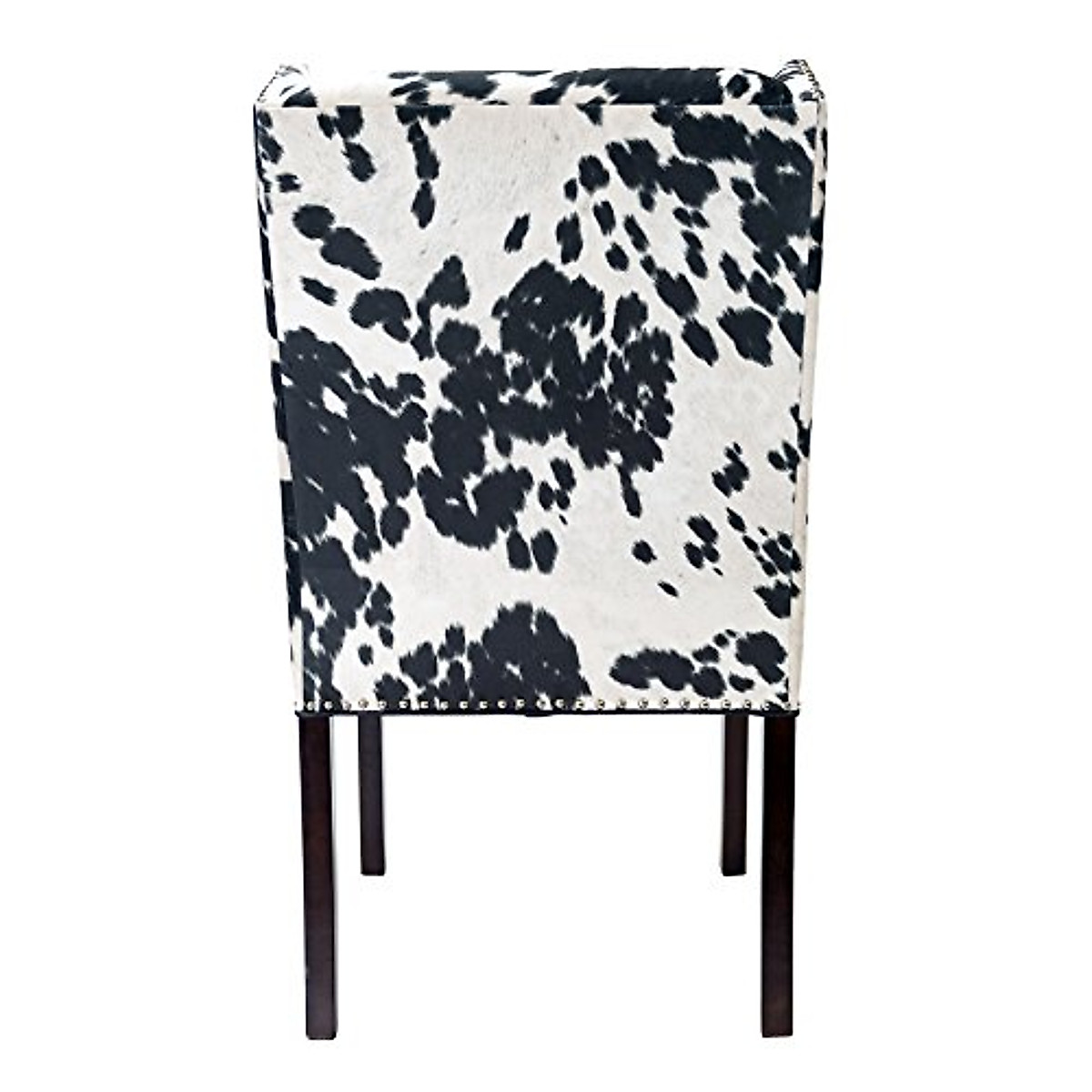 Sole Designs Rexford Collection Faux Leather and Fabric Upholstered Wingback Dining Chair with Holstein Pattern and Nailhead Trim, Set of 2, Black