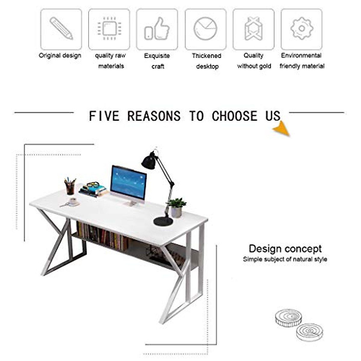 Computer Desk,Simple Home Desk Student Writing Desktop Desk Study Writing Table, Modern Simple Style Computer Desk,Office Desk Modern Simple Study Desk Laptop Table for Home Office