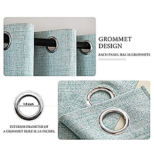 MIULEE 100% Blackout Curtain Linen Textured for Sliding Patio Door/Bedroom/Living Room Thermal Insulated Room Divider Curtain 1 Panel 100" Wide x 84" Long Seafoam Green