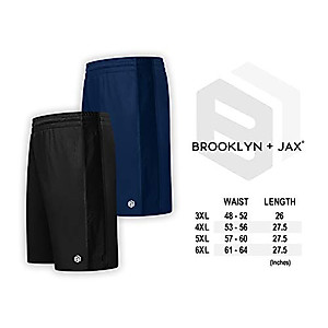 Big & Tall Men's Premium Moisture Wicking Active Athletic Performance Shorts with Pockets - 2 Pack