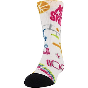 Under Armour Youth Novelty Crew Socks, 2-Pairs , White , Small