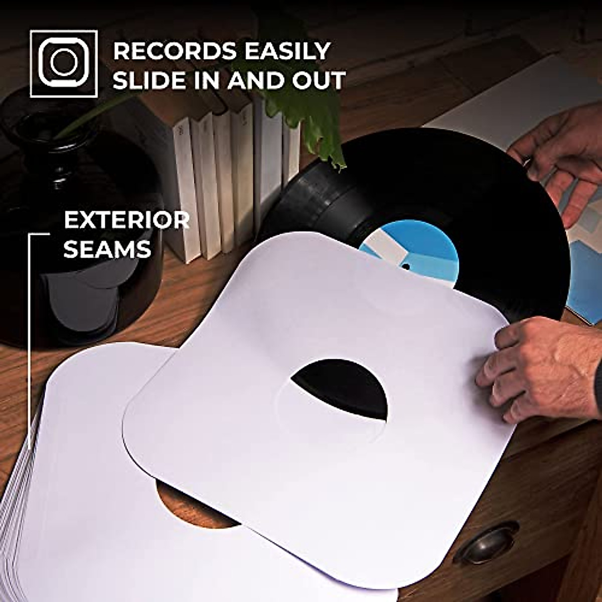 BIG FUDGE Vinyl Record Inner Sleeves 100x | Made from Heavyweight & Acid Free Paper | Album Covers with Round Corners for Easy Insert | Slim Record Jackets to Protect Your LPs & Singles | 12"