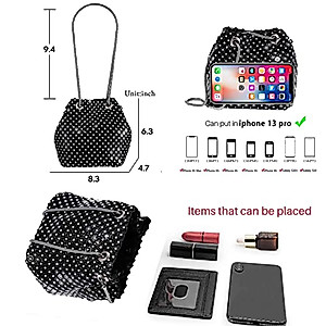 Yokawe Women's Bling Crystals Evening Clutch Bag Sparkly Metal Sequins Purse Glitter Rhinestone Bucket Bags Prom Cocktail Party Wedding Handbags (Black)