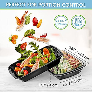 Meal Prep Container 1 Compartment - 20 Pack Extra-Thick Food Storage Containers w/ Lids Plastic Bento Box Reusable BPA Free Lunch Boxes Disposable Stackable Microwave Dishwasher Freezer Safe(28 oz)