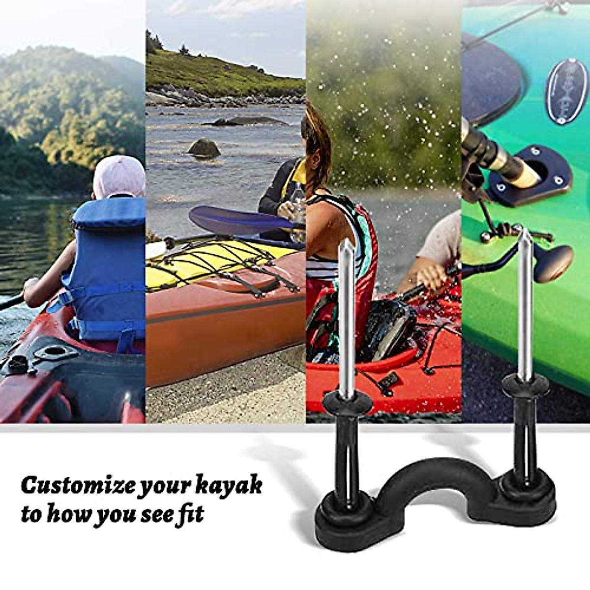 SPORBA Kayak Pad Eye Kit, Expanded Deck Rigging Kit with 5PCS Deck Loops Tie Down Hooks 26PCS Tri-Grip Rivets and 4PCS Cord End Hooks Kayak Replacement Parts for Kayaks Canoes Boats