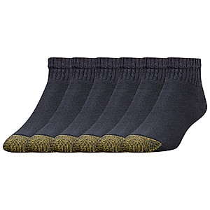 GOLDTOE Men's 656P Cotton Ankle Athletic Socks, Multipairs, Black (6-Pairs), X-Large